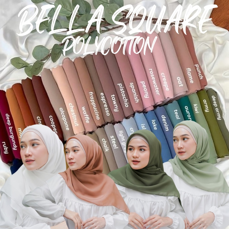 Jual [ COD ] Bella Square 50 Warna Hijab Jilbab Segi Empat Anti Badai ...
