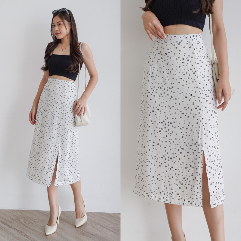 Jual MONELLY - Nam Korean Skirt (Rok Midi Korea | Rok Katun Linen | Rok ...