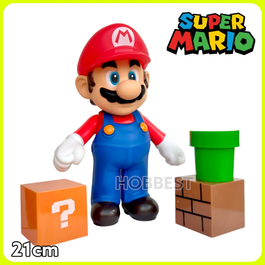Jual Action Figure SUPER MARIO BROS 22cm - Miniatur Topper Kue Pajangan ...
