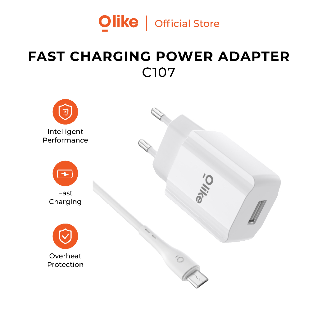 Jual OLIKE FAST CHARGING POWER ADAPTER C107 WHITE MAX TO 2.4A OUTPUT ...