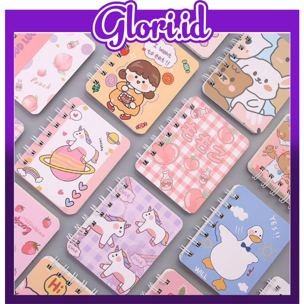 Jual GLORI.ID NOTE BOOK RING MOTIF MEMO KECIL A7 SPIRAL isi 80 Lembar NOTEBOOK MINI / BUKU ...