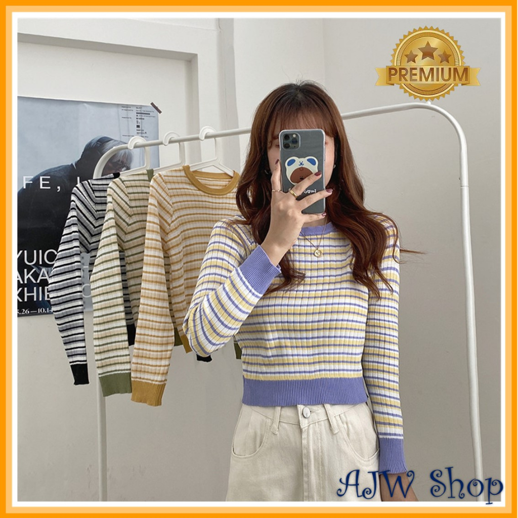 Jual AJW Baju Rajut Wanita Waffle Lengan Panjang RR | Atasan Rajut Wanita Import | Knit Rajut ...