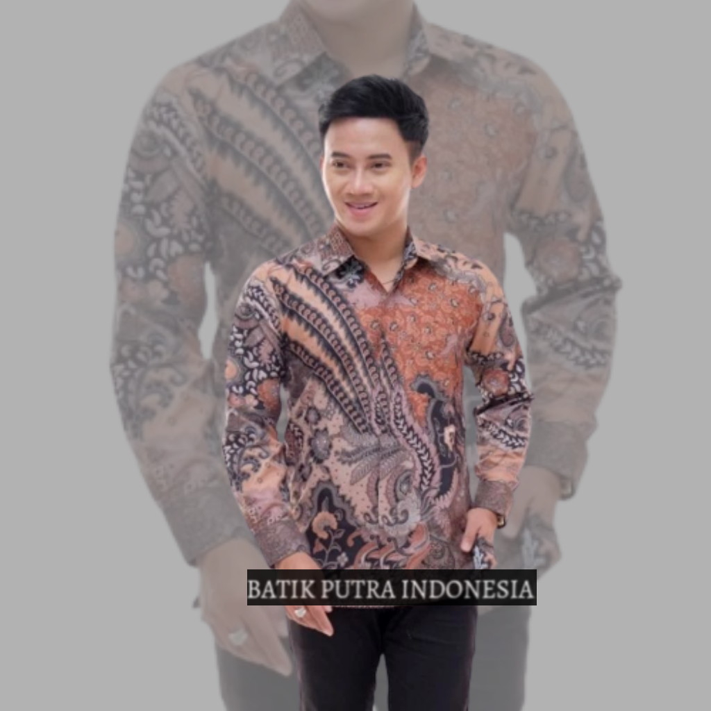Jual Baju Batik Pria Lengan Panjang BATIK PUTRA INDONESIA Terbaru Kemeja Batik Kantor Size M L ...