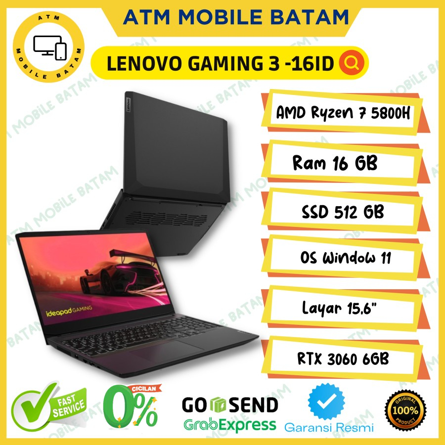 Jual LENOVO GAMING 3 15ACH6 16ID Ryzen 7 5800H 16GB 512SSD RTX3060 6GB ...