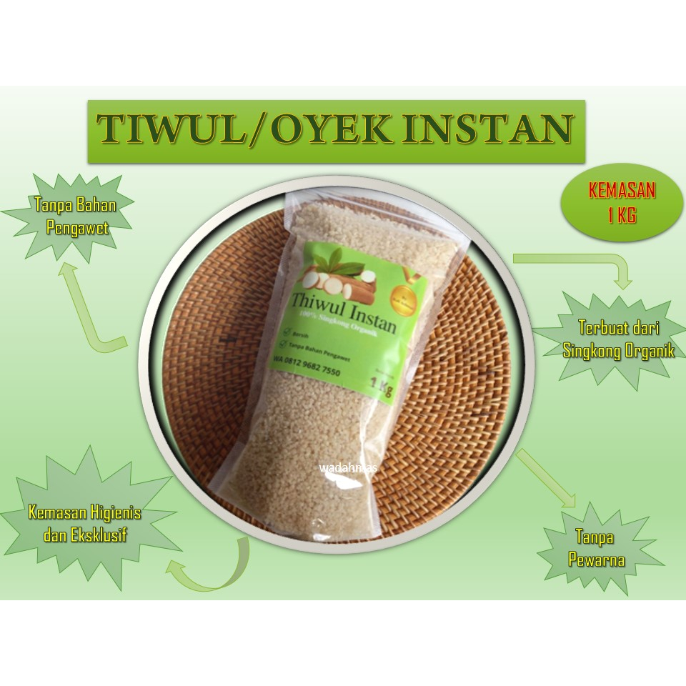 Jual Tiwul Singkong Instan Kemasan 1 Kg Asli Khas Kebumen/Oyek Mentah Organik 100% Original ...