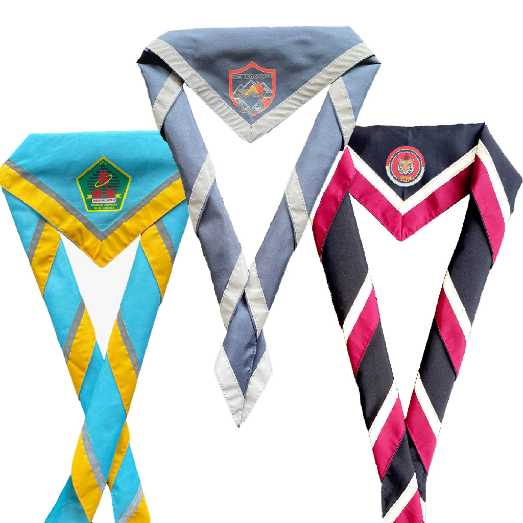 Jual Scarf Pramuka Custom Logo Lis menyala Scraft Polos Custom Dtf ...
