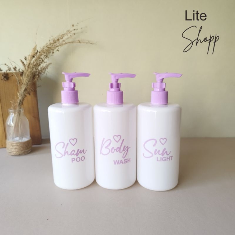 Jual Botol Sabun cair Aesthetic 500ml UNGU LOVE PUTIH GLOSY | Shopee ...