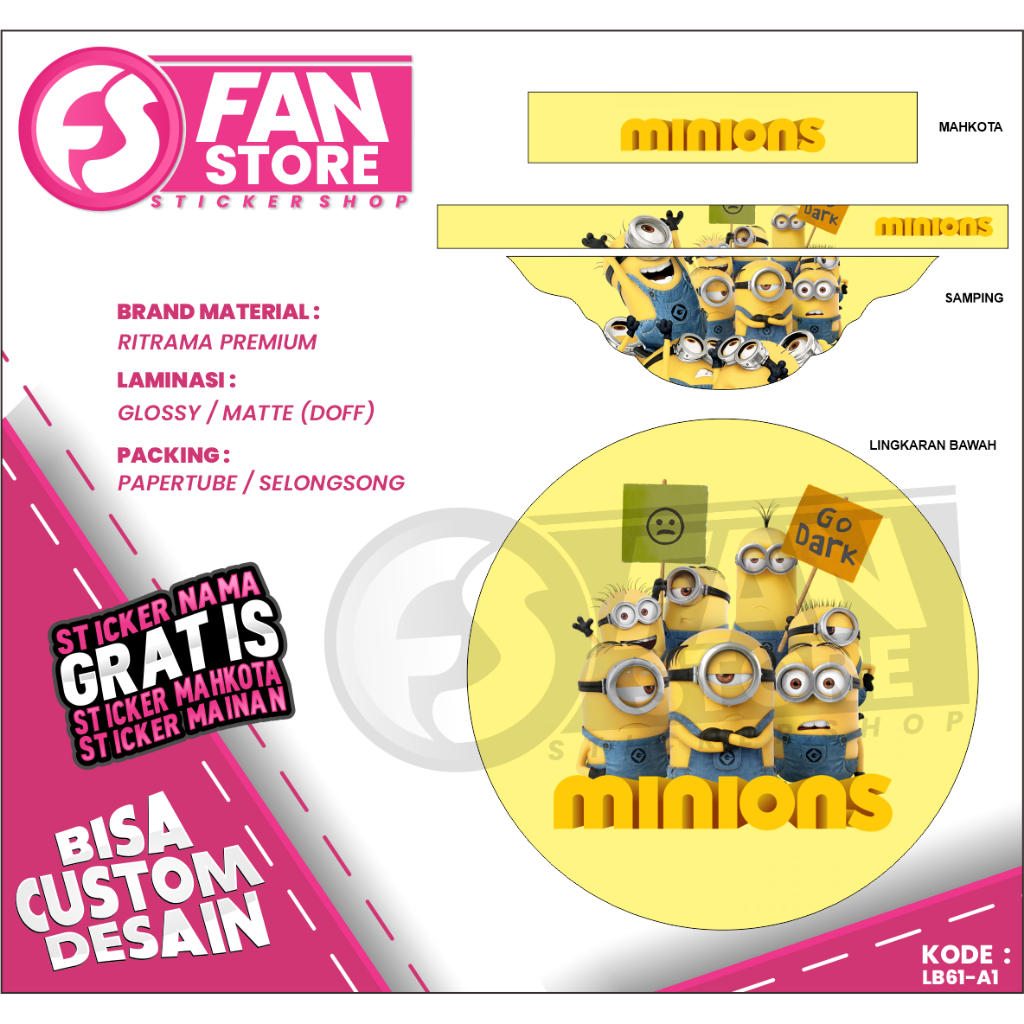 Jual STIKER SANGKAR DECAL TEBOK LOVEBIRD MOTIF KARTUN MINION - KODE ...