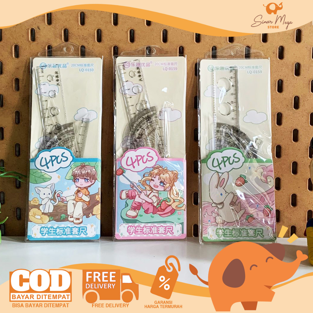 Jual Fancy Penggaris Set 20cm LQ-0159 / Alat Ukur Set / Student Math ...