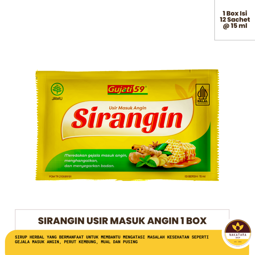 Jual Sirangin Cair Herbal Sachet Pereda Masuk Angin Kemasan Dus isi 12 ...