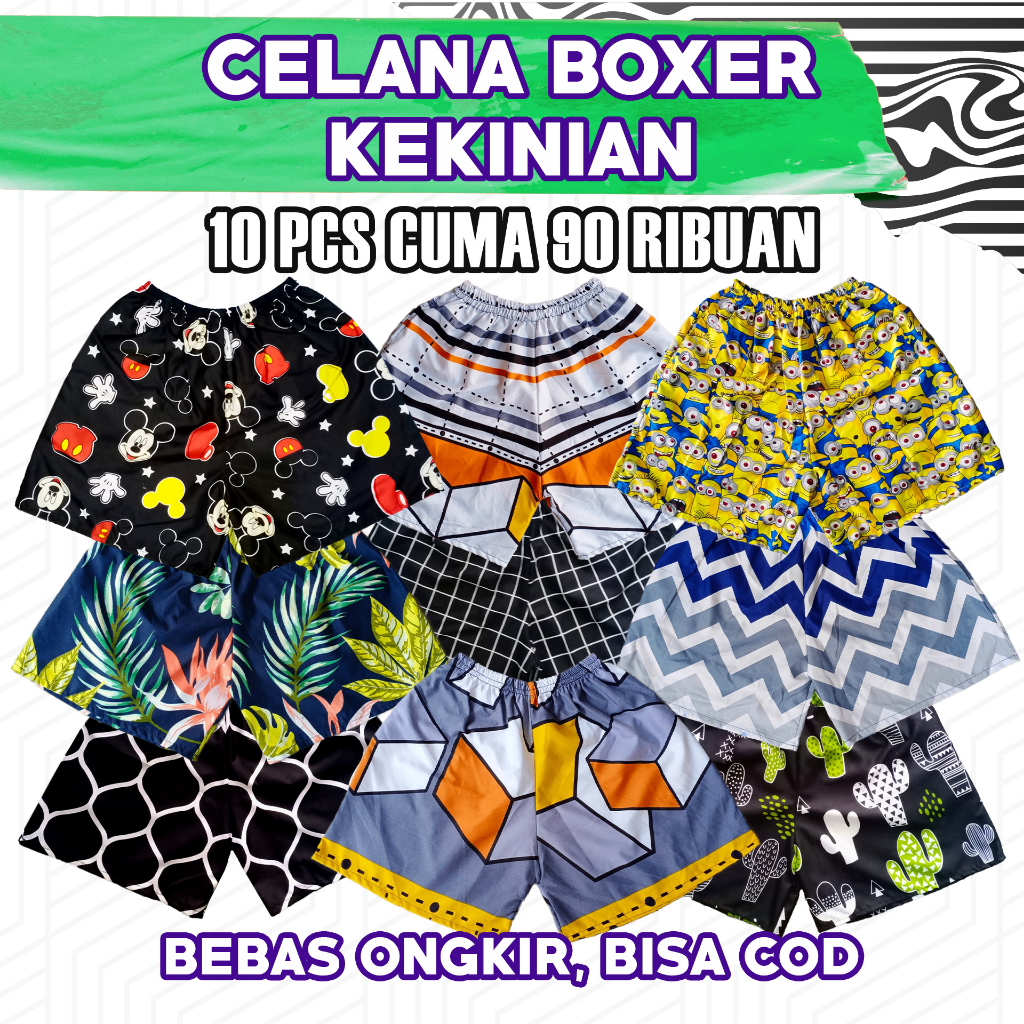 Jual Celana Boxer 10 Pcs Boxer Murah Kekinian Boxer Pria Murah Celana ...