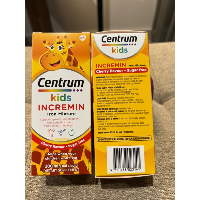 Jual Centrum Kids INCREMIN Iron Mixture Cherry Flavour 200ml ORIGINAL ...