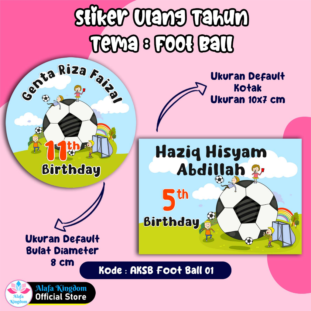Jual alafakingdom - Stiker Label Ultah Ulang Tahun Anak Foot Ball ...