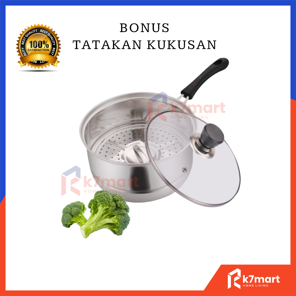 Jual K7MART PANCI GAGANG KUKUS SET TUTUP KACA 18CM 20CM STAINLESS STEEL ...