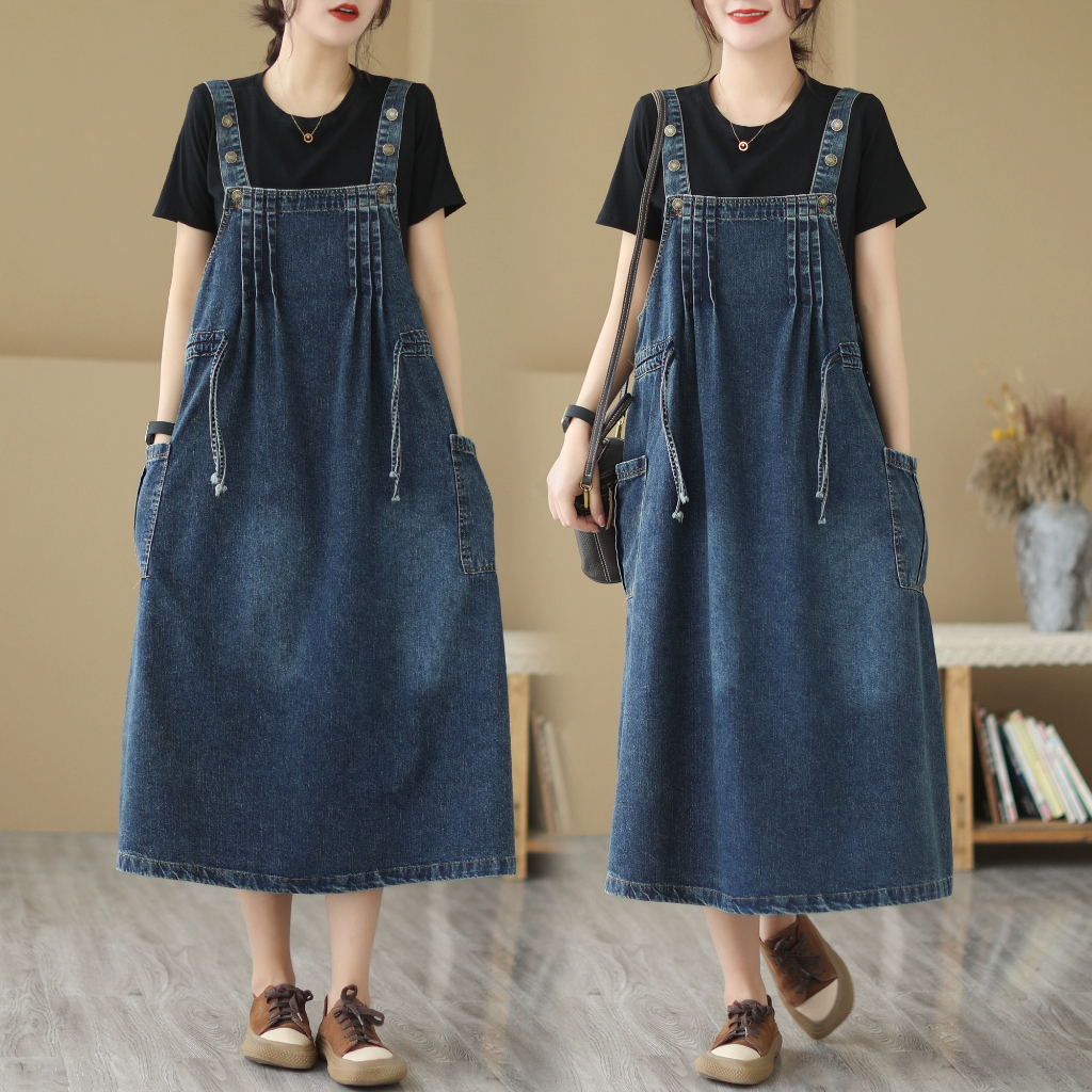 Jual ZANETA OUTER DENIM DRESS - PREMIUM DRESS LUARAN BAHAN JEANS ...