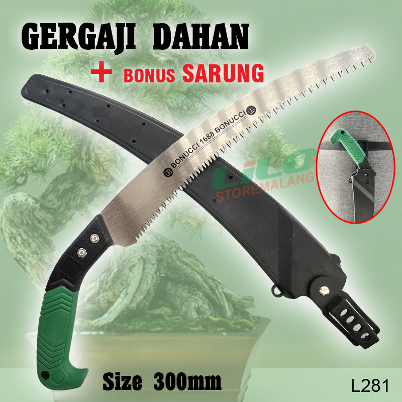 Jual Gergaji sarung / Gergaji samurai lengkung dahan gagang karet L281 | Shopee Indonesia