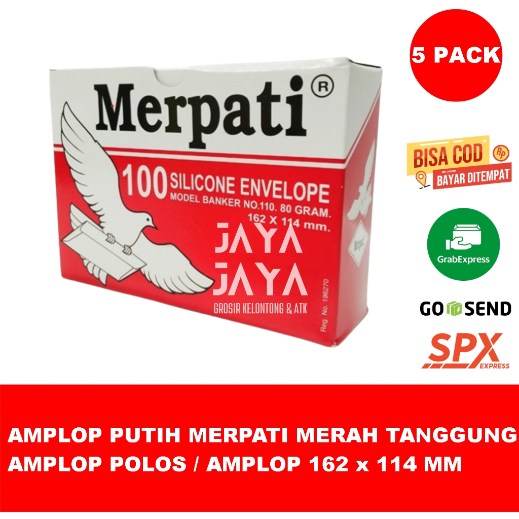 Jual AMPLOP PUTIH MERPATI MERAH TANGGUNG / AMPLOP POLOS / AMPLOP 162 x ...