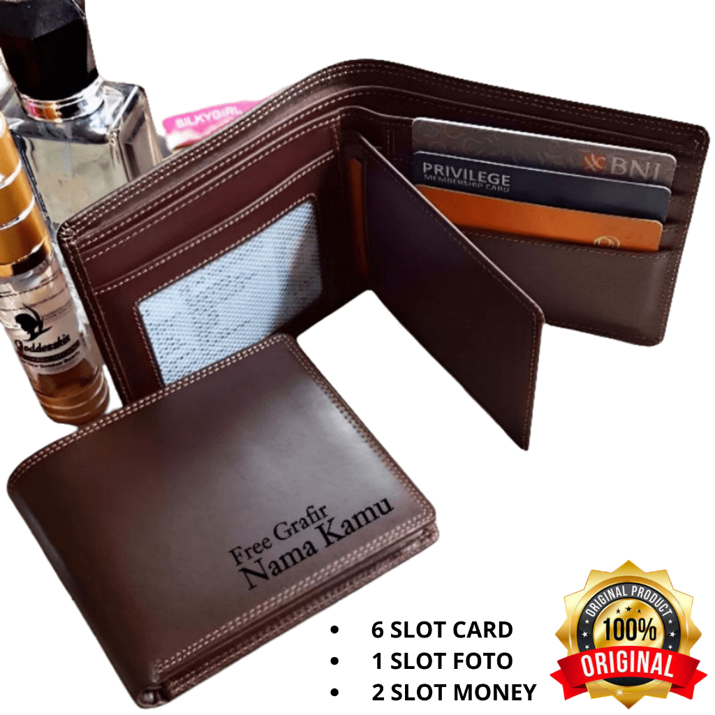 Jual Dompet Kulit Pria Lipat Asli Kulit Bisa Custom Ukir Nama | Shopee ...