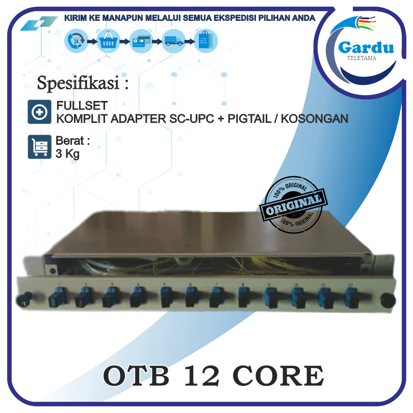 Jual OTB 12 Core Rackmount Kosongan/Komplit Adapter+Pigtail | Shopee ...