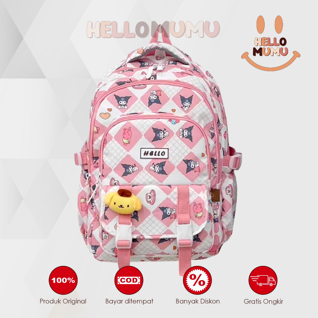 Jual Hellomumu Backpack/ Sling Bag KUROMI CHARACTER BAG-HM1045 | Shopee ...