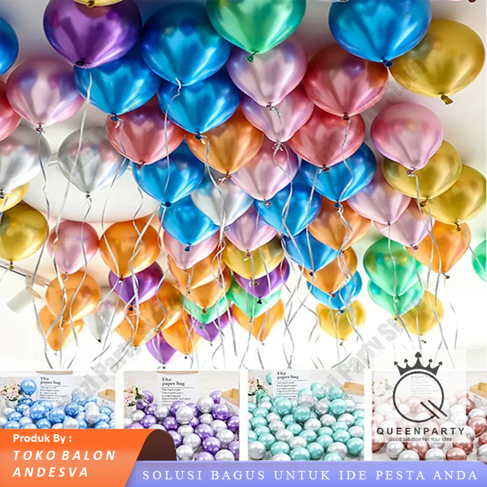 Jual Balon Latex CHROME Kombinasi 2 Warna / Balon Warna Warni CHROME ...