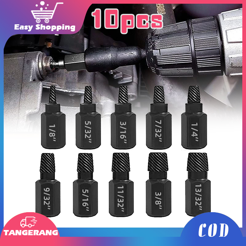 Jual 10pcs Screw Extractor Set Alat Pembuka Baut Rusak Hexagon Alat ...