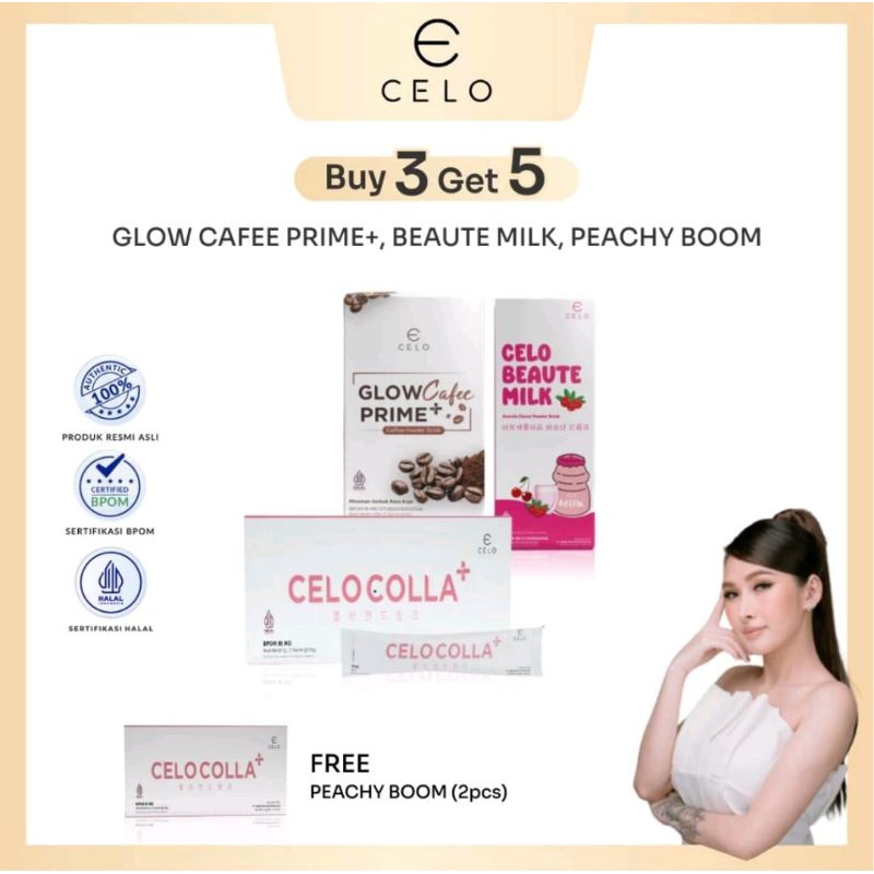 Jual CELO PAKET LUXE DRINK (GLOW CAFE PRIME+, BEAUTE MILK, PEACHY BOOM ...