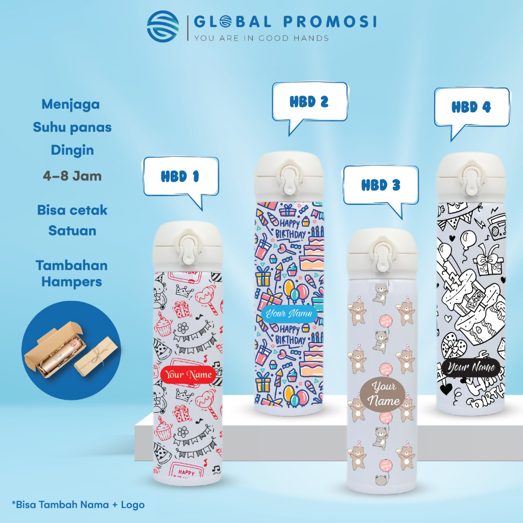 Jual Souvenir Botol Minum Tumbler Niagara Print UV Motif Happy Birthday ...