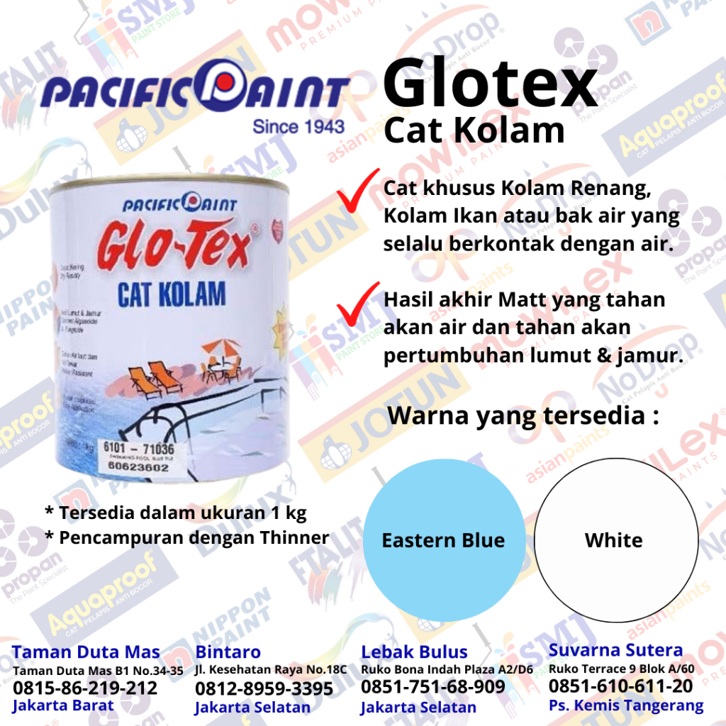 Jual Cat Minyak PASIFIC PAINT GLOTEX Kolam Ikan, Kolam Renang, Bak Air ...