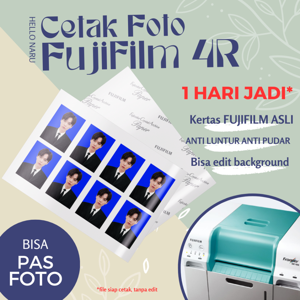 Jual (1 HARI JADI) Custom Cuci Cetak Foto FUJIFILM ASLI Pasfoto 2R 3R 4R | BISA COD | Shopee ...
