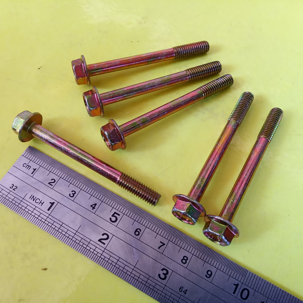 Jual FLANGE BOLT M6 X 60 / BAUT TOPI M6 X 60 KUNING / BAUT TOPI KUNING M6X60 / FLANGE BOLT M6X60 ...