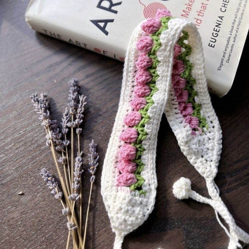 Jual bandana rajut tulip / headband tulip / ikat kepala rajut ...