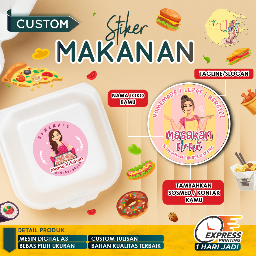 Jual STIKER MAKANAN / STIKER CHEF / STIKER LOGO KUE / STIKER THIN WALL ...