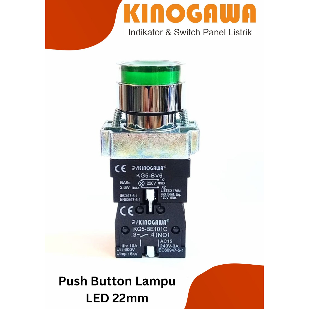 Jual Push Button Lampu 22mm 220v Hijau - Tombol Lampu LED Hijau ...