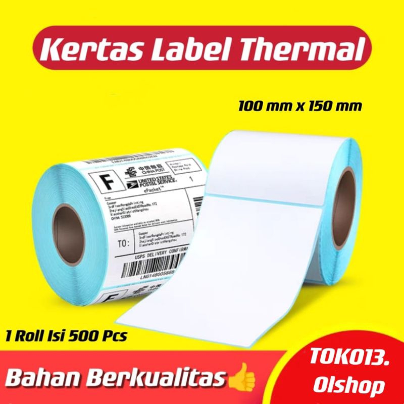 Jual Label Thermal 100x150 isi 500pcs kertas Stiker Barcode A6 Thermal stiker⭐ Toko13 ⭐ | Shopee ...