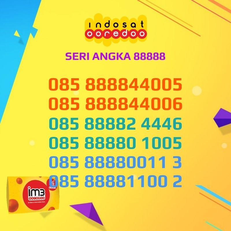 Jual INDOSAT IM3 CANTIK MURAH ANGKA 88888 ETALASE 1 | Kartu Perdana Nomor Murah Nocan Rapi Non ...