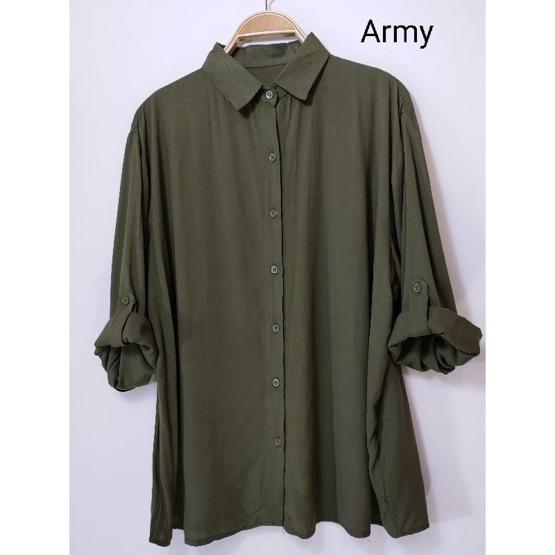 Jual Kemeja Wanita Rayon Twill Adem Lengan Panjang Kancing Sekoder Bisa ...