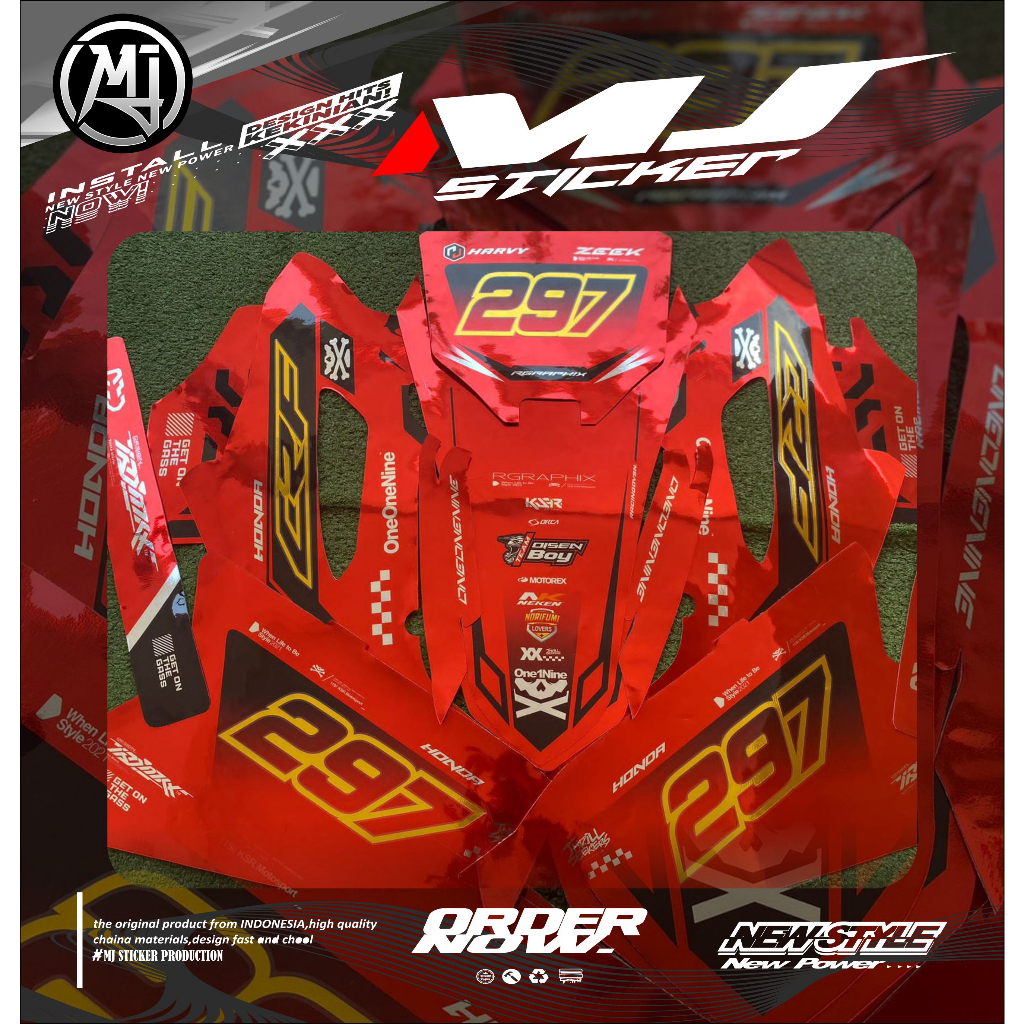 Jual 0027 DECAL STICKER FULL BODY CRF 450 FULL BAHAN CROM CANDY BEBAS ...
