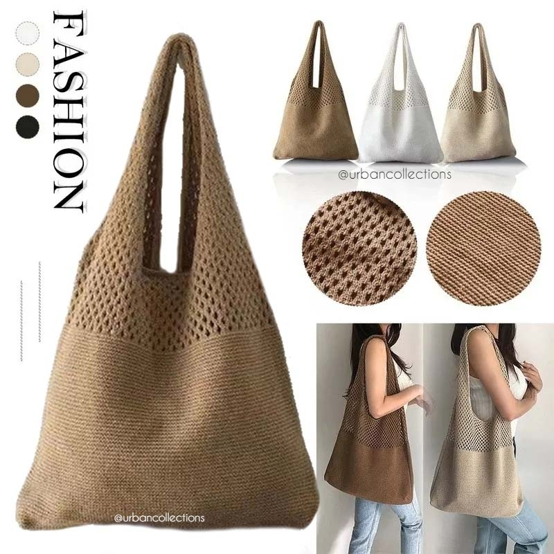 Jual Knit Bag Crochet Bag Tas Korea Rajut Tas Rajut Bahu Tas bahu Tote Bag Rajutan Korean Bag ...