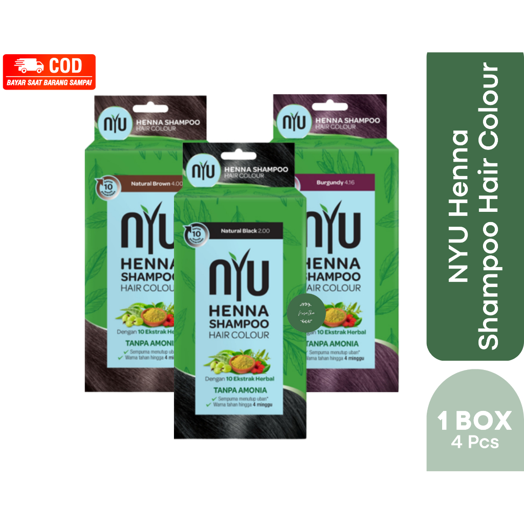 Jual NYU Henna Shampoo Hair Colour BOX (Isi 4 Sachet) | Shopee Indonesia