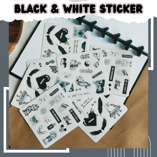 Jual [PART 2] Black and White sticker / stiker hitam putih / stiker ...