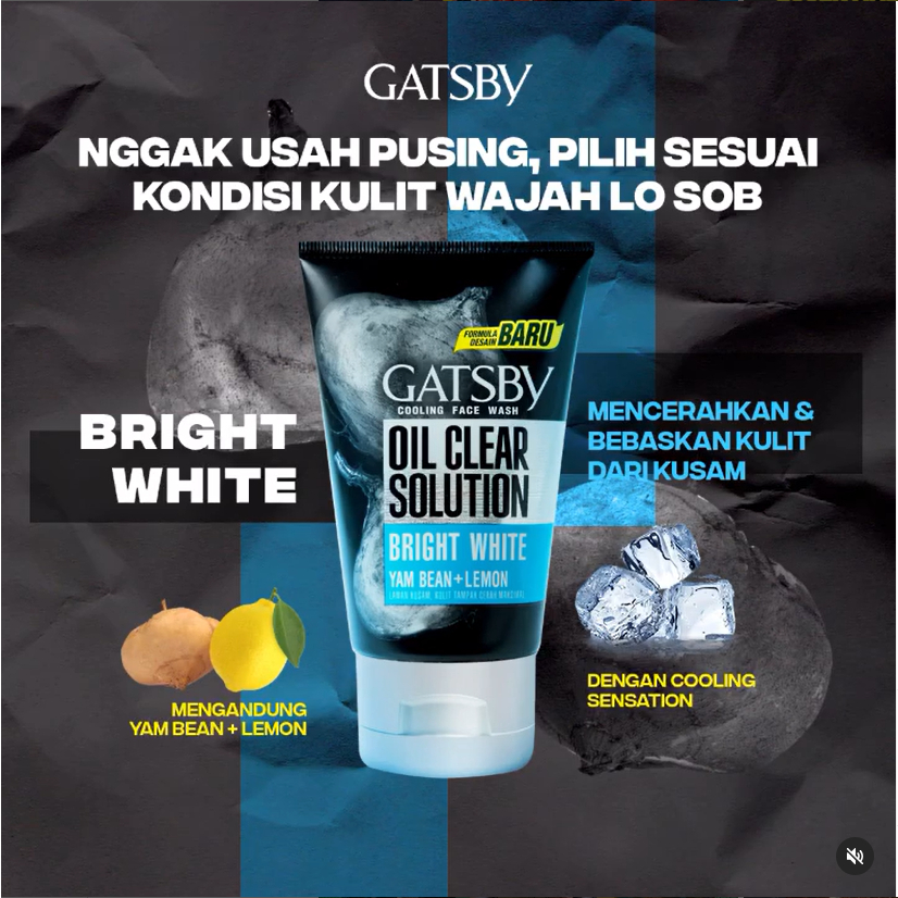 Jual Gatsby Oil Clear Solution Facial Foam Bright White Yam Bean + Lemon 100GR | Shopee Indonesia