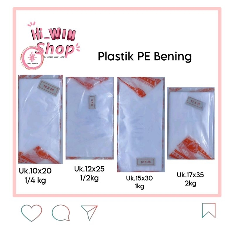 Jual Plastik PE Bening Seperempat ukuran 10x20, Plastik Setengah Ukuran ...