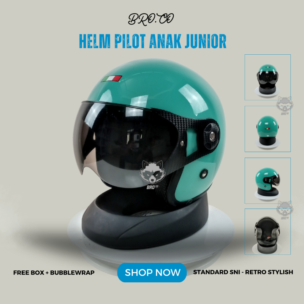 Jual HELM PILOT RETRO ITALY ANAK ANAK JUNIOR HALF FACE STANDARD SNI ...