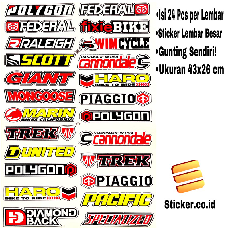 Jual Sticker Lembaran Sepeda Speda Isi 24 pcs | Shopee Indonesia