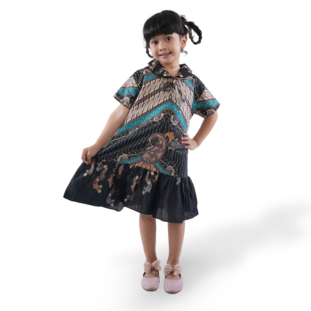 Jual BATIK TRUSMI Dress Batik Anak Perempuan Motif Liris Kombinasi ...