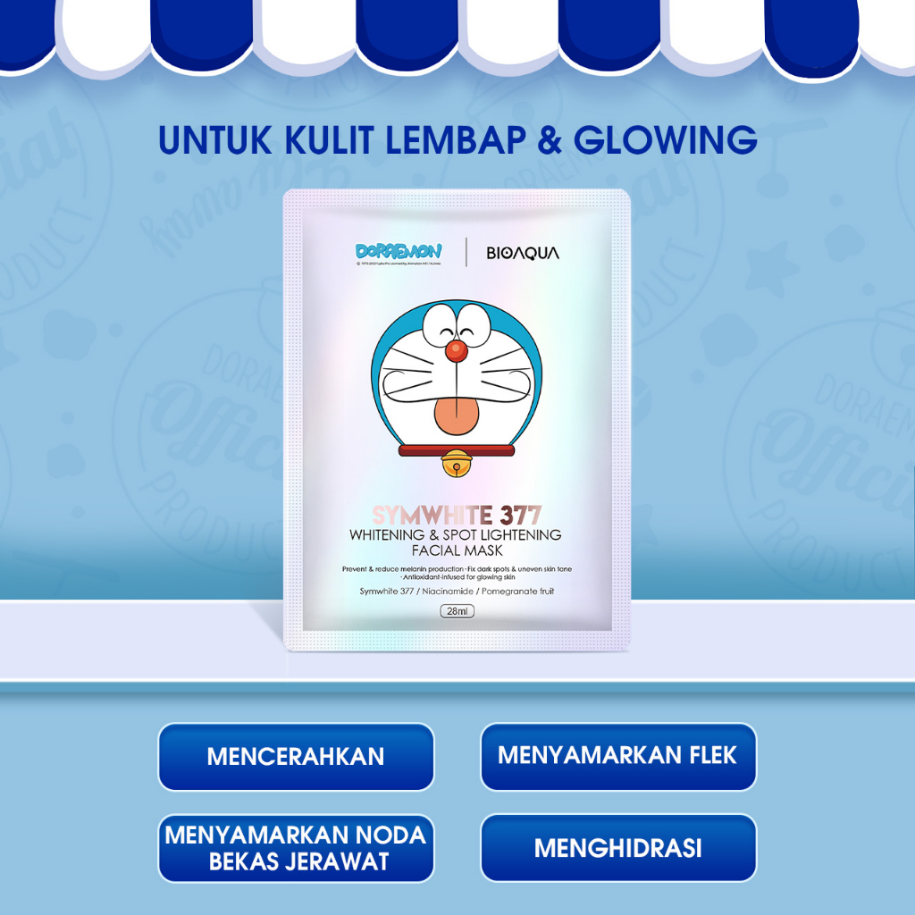 Jual BIOAQUA x DORAEMON Sheet Mask Masker Wajah BPOM 28 ml Diamond Blue ...