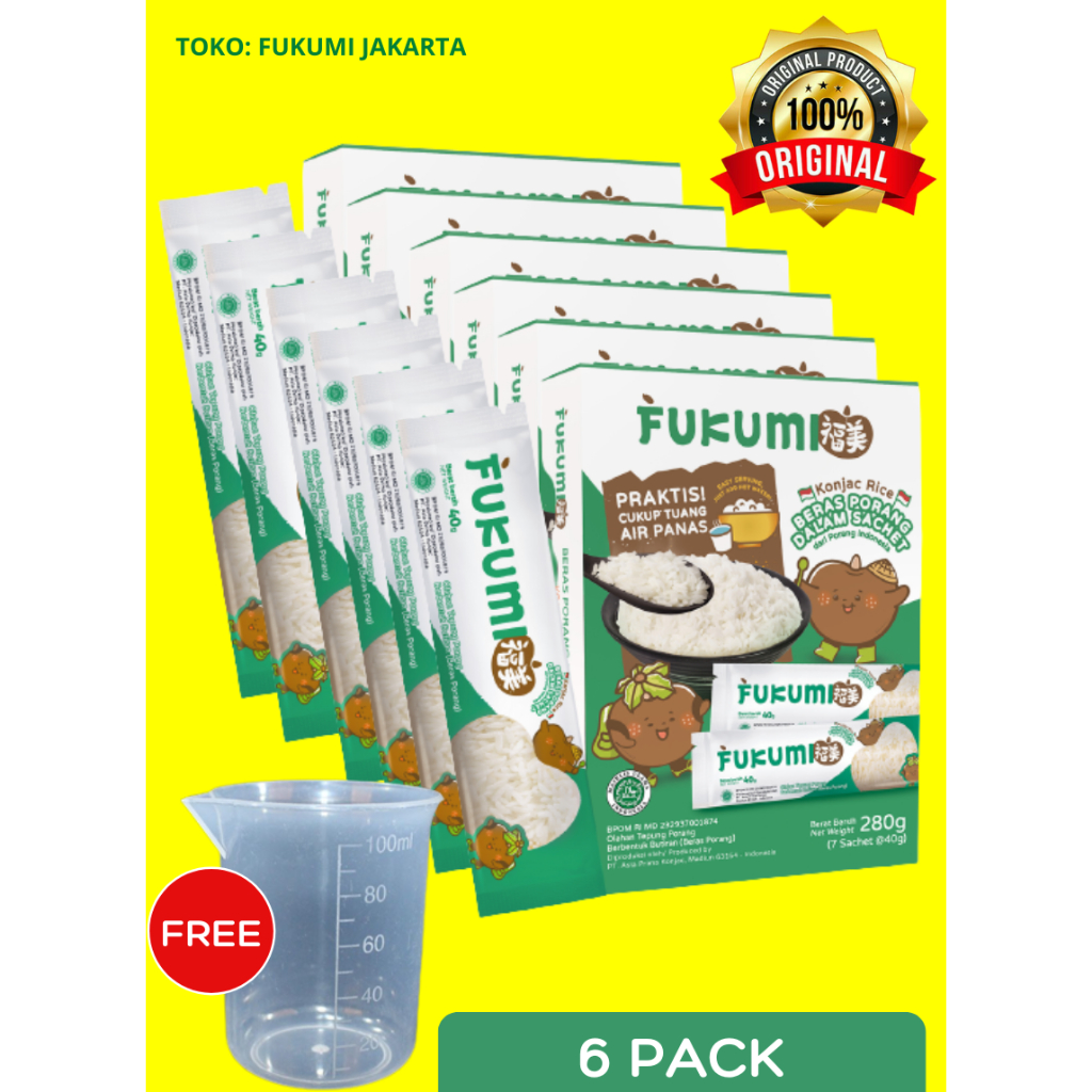 Jual Beras Porang Fukumi ORIGINAL 6 Box Free Gelas Ukur - Beras Diet ...