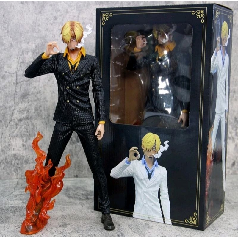 Jual Action figure one piece sanji kaki api jas hitam dan putih ...