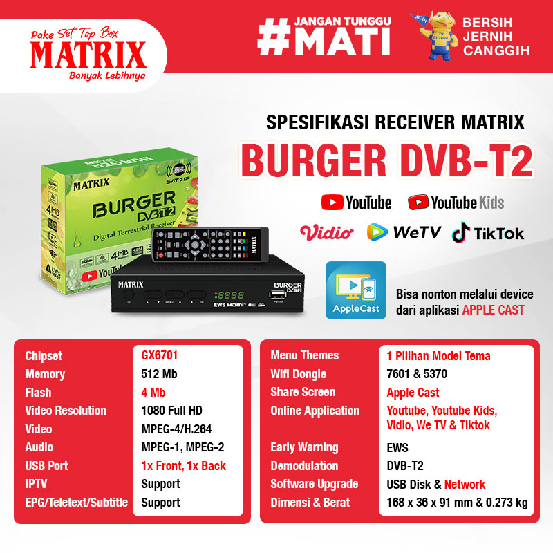 Jual Set Top Box /STB Tv Digital Matrix DVB-T2 | Shopee Indonesia
